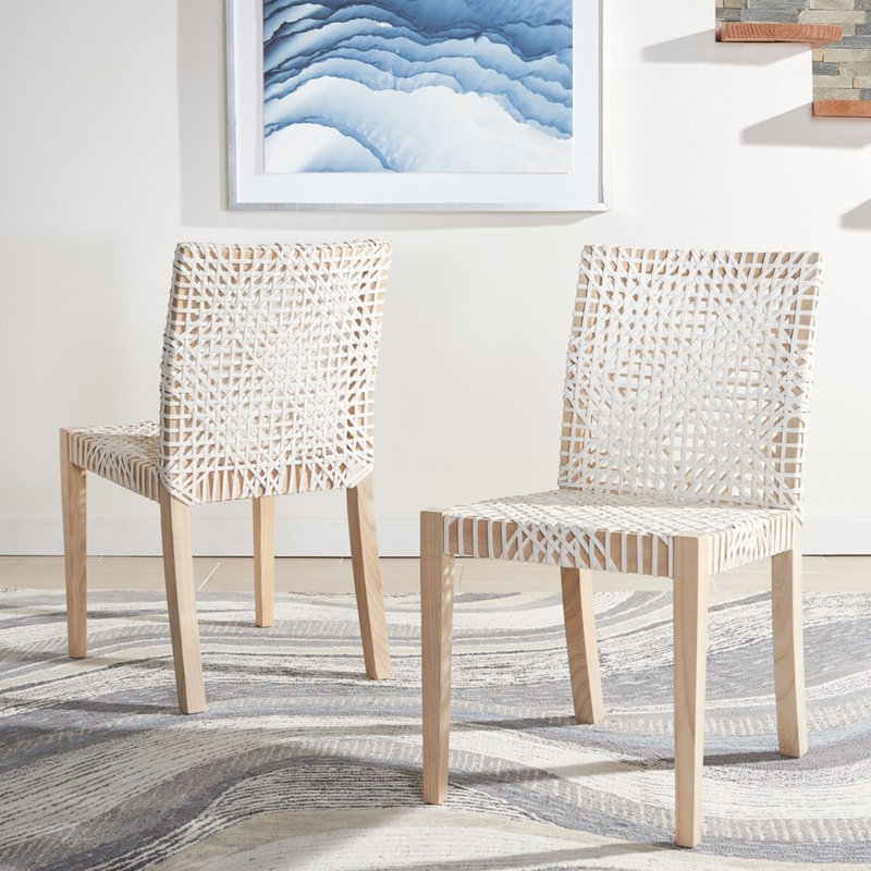 Mistana Yvette Solid Wood Side Chair in White Natural Reviews Wayfair